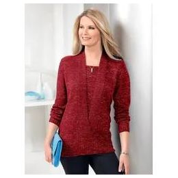 2-in-1-Pullover Classic Basics "Pullover", Damen, Gr. 40, rot (rot, meliert), 90% Polyacryl, 10% metallisierte Fasern, meliert, figurumspielend, Pullover