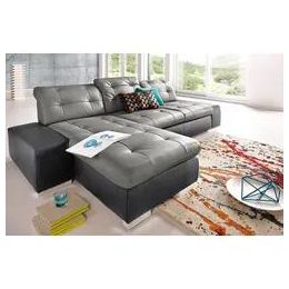 Sit & More Ecksofa SIT & MORE "Palomino L-Form", schwarz (schwarz, steingrau), B:284cm H:84cm T:109cm, Kunstleder SOFTLUX/Struktur (100% Polyester);Kunstleder SOFTLUX/Feinstruktur (100% Polyester);Kunstleder SOFTLUX/ NaturLEDER (echtes Rindsleder), Sofas, Ecksofa, wahlweise XL oder XXL und mit Bettfunktion