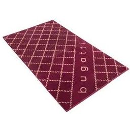 Strandtuch Bugatti "Angelo", rot (burgundy), B:100cm L:180cm, Frotteevelours, Obermaterial: 100% Baumwolle, Handt&uuml;cher, Badetuch, kariert, mit Schriftzug