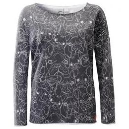 Sweatshirt LPO "SWEAT LUMDSEN WOMEN", Damen, Gr. 40 (M), grau (anthrazit), 96% Polyester; 4% Elasthan, bequem, angesetztes B&uuml;ndchen, Sweatshirts Sweatshirt, modischer Allover-Print