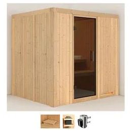 Sauna Karibu "Dima", beige (naturbelassen), Saunaofen, integrierte Steuerung, 3,6 kW, Saunen, Ofen 3,6 kW intgr. Strg