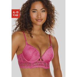 Lascana Push-up-BH pink Gr. 85C. Mit B&auml;nder, Spitze, Schmuckelement. Mit Integriertem Kissen und mit B&uuml;gel
