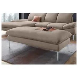 Hocker W.Schillig "enjoy&MORE", braun (stone z59), B:151cm H:45cm T:71cm, Chenille-Flachgewebe R66 (85% Polyester, 15% Nylon);Longlife Xtra-Leder Z59: Glattleder mit modischer Pr&auml;gung. Hautst&auml;rke 0, 9 - 1, 1 mm;Stoff S37 (100% Polyester), Hocker, Hocker, F&uuml;&szlig;e silber matt, Breite 151 cm