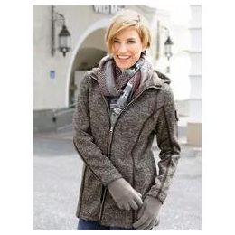 Kapuzenfleecejacke Casual Looks, Damen, Gr. 38, braun (mokka, meliert), 100% Polyester, meliert, unifarben, figurumspielend, Jacken