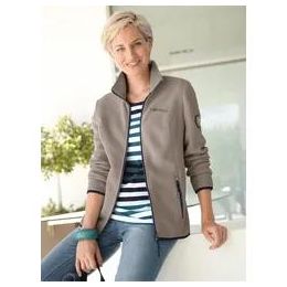 Fleecejacke Casual Looks, Damen, Gr. 48, grau (taupe), 100% Polyester, unifarben, Jacken Fleecejacke