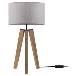 Paco Home Tischleuchte "Canvas uni Color", braun (holzfarben), 1, &Oslash; 28cm H: 53cm, Leuchten, Stehlampe Vintage Fu&szlig; LED Lampe Wohnzimmer Skandinavischer Stil E27, Tischleuchte