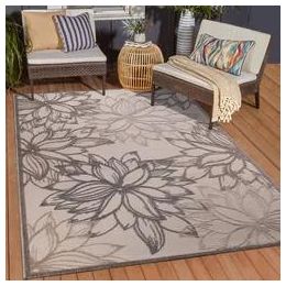 Teppich Sanat "Floral 2 Outdoor", beige (creme), B:140cm H:6mm L:200cm, Kunstfaser, Teppiche, Teppich, In- und Outdoor geeignet, Blumen, Balkon, Terrasse, Au&szlig;enbereich