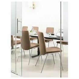 Polsterstuhl stressless "Laurel", braun (latte batick, schwarz matt), B:57cm H:92cm T:59cm, Leder BATICK: BATICK ist ein leicht korrigiertes, durchgef&auml;rbtes und genarbtes M&ouml;belleder, bei dem die meisten Unebenheiten und Spuren in der Regel entfernt wurden., St&uuml;hle, Polsterstuhl, Low Back, Gr&ouml;&szlig;e L, mit Beinen aus Stahl in Schwarz matt