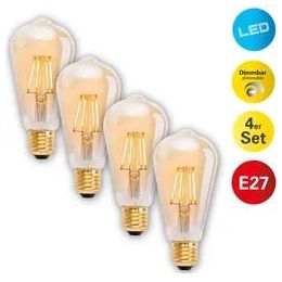 N&auml;ve N&Auml;VE LED-Leuchtmittel "Dilly", Energieeffizienz: F (A-G), gelb (amber), L:14,6cm &Oslash;:6,4cm, Leuchtmittel, 4er-Set LED Leuchtmittel E27/4W,2000K; 320lm; SKI/IP20