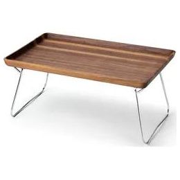 Tablett CONTINENTA, braun (braun, edelstahlfarben), B:32cm H:7cm L:53cm, Walnuss-Holz, Tabletts, verchromte F&uuml;&szlig;e, Made in Germany