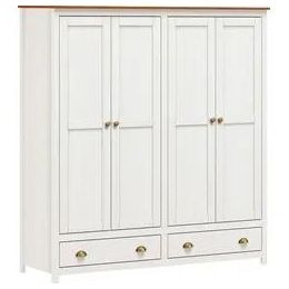 M&ouml;bilia Kleiderschrank M&Ouml;BILIA "Salgen", braun (wei&szlig;, braun), B:176cm H:185cm T:54cm, Massivholz, Schr&auml;nke, Kleiderschrank Dreht&uuml;renschrank, im Landhaus-Stil