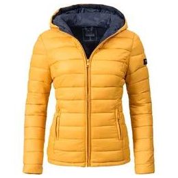 Steppjacke Marikoo "Luci", Damen, Gr. XS (34), gelb, Obermaterial: 100% Nylon. Futter: 100% Polyester. Wattierung: 100% Polyester. &Auml;rmelfutter: 100% Polyester, figurbetont h&uuml;ftbedeckend, &Auml;rmel ohne &Auml;rmelschlitz normaler Saum, Jacken Steppjacke, modische Damen &Uuml;bergangsjacke mit gro&szlig;er Kapuze