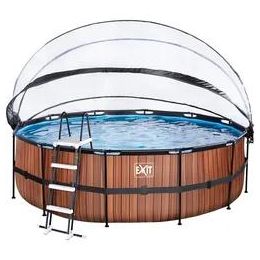 Framepool EXIT "inkl. multifunktionaler Poolabdeckung und Sicherheitsleiter", braun, H:122cm &Oslash;:450cm, Schwimmbecken, &Oslash;xH: 450x122 cm, mit Sandfilteranlage