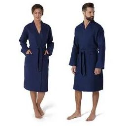 M&ouml;ve Kimono M&Ouml;VE "Homewear, ideal f&uuml;r Sauna & Spa, Hotelbademantel, Morgenmantel" Gr. L, blau (dunkelblau), L:110cm, Piqu&eacute;, Hausm&auml;ntel, Piqu&eacute;e-Oberfl&auml;che