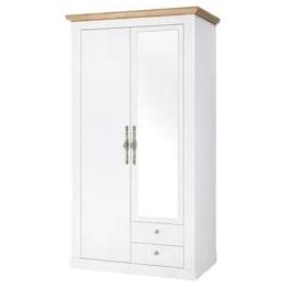 Kleiderschrank OTTO HOME "WESTMINSTER W&auml;scheschrank in 2 Farben, Landhausschrank Metallgriffe", wei&szlig; (pinie wei&szlig; dekor), B:108cm H:203cm T:63cm, Schr&auml;nke, Kleiderschrank, Dreht&uuml;renschrank mit Spiegel, Schlafzimmerschrank, 109 cm breit, Topseller