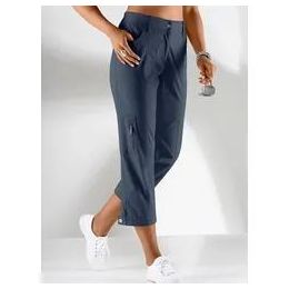 Stretch-Hose Casual Looks, Damen, Gr. 42, Normalgr&ouml;&szlig;en, blau (jeansblau), 98% Baumwolle, 2% Elasthan, unifarben, 7/8-L&auml;nge, Hosen