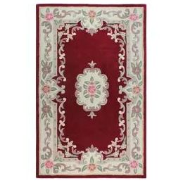 Wollteppich FLAIR RUGS "Aubusson", rot, B:120cm H:10mm L:180cm, Wolle, Teppiche, Wolle, Teppich, Wohnzimmer, Schlafzimmer, Esszimmer
