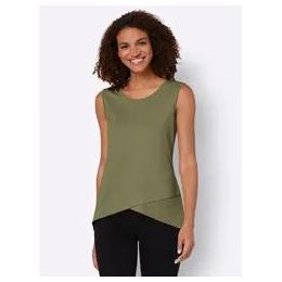 Shirttop Casual Looks, Damen, Gr. 38, gr&uuml;n (khaki), 50% Baumwolle, 50% Modal, unifarben, Rundhals, Tops Shirttop