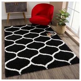 Hochflor-Teppich Sanat "Madrid", schwarz, B:120cm H:30mm L:170cm, Kunstfaser, Teppiche, Wohnzimmer, Langflor, Shaggy Teppich