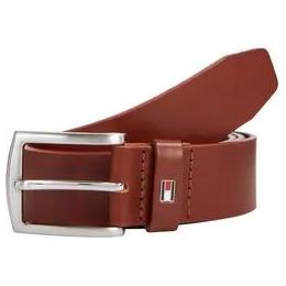 Lederg&uuml;rtel Tommy Hilfiger "DENTON 3,5 cm breit", Herren, Gr. 11,5, braun (schwarz tan), Leder, unifarben, Basic, G&uuml;rtel Lederg&uuml;rtel, Robuster Lederg&uuml;rtel mit Flag-Label, silberne Schnalle, verstellbar