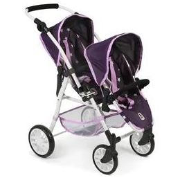 Bayer Chic 2000 Puppen-Zwillingsbuggy CHIC2000 "Twinny, Stars Lila", lila (stars lila), Puppenwagen, KinderB:63cm H:77cm T:63cm, Kunststoff, Metall, Stoff, mit schwenkbaren Vorderr&auml;dern, B:63cm H:77cm T:63cm