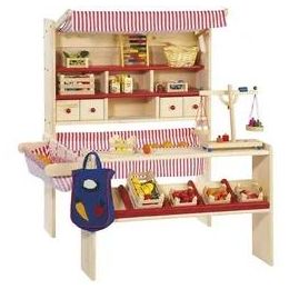 Kaufladen Pinolino "Marktstand Lucy", beige (natur, rot), Kaufl&auml;den, KinderB:95cm H:123cm T:108cm, Fichtenholz, Made in Europe, B:95cm H:123cm T:108cm