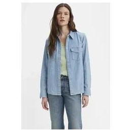 Levi's Jeansbluse LEVI'S "ESSENTIAL WESTERN", Damen, Gr. S (36), blau (old 517 blau), Denim/Jeans, Obermaterial: 100% Baumwolle, Basic, figurbetont h&uuml;ftbedeckend, eckige 1-Knopf-Manschette mit Schlitz, Blusen Jeansbluse, mit Brusttaschen mit Druckkn&ouml;pfen