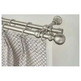 Gardinenstange Garesa "ANDREA", silber (mattnickelfarben), L:100cm &Oslash;:20mm, Metall, Gardinenstangen, Vorhanggarnitur, verl&auml;ngerbar, Endknopf Kugel lang, mit Ringen