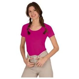 T-Shirt TRIGEMA "TRIGEMA Rundhalsshirt aus Viskose", Damen, Gr. S, pink (magenta), Single Jersey, 94% Viskose, 6% Elastan, Basic, lang, ohne Ausschnitt, Shirts T-Shirt