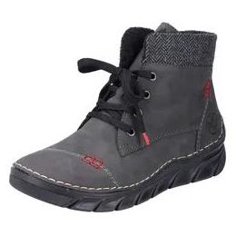 Winterboots Rieker, Damen, Gr. 38, grau, Lederimitat, Textil, Schuhe Winterboots, Schn&uuml;rboots, Stiefelette, Casual-Boots mit softem Schaftrand