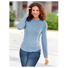 Strickpullover Casual Looks "Pullover", Damen, Gr. 42, blau (eisblau, ecru, meliert), 76% Polyacryl, 24% Baumwolle, meliert, unifarben, Pullover Strickpullover