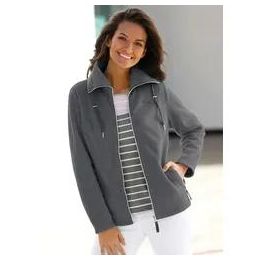 Fleecejacke Casual Looks, Damen, Gr. 36, grau (dunkelgrau, meliert), 100% Polyester, meliert, unifarben, Jacken Fleecejacke