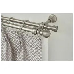 Gardinenstange Garesa "ANDREA", silber (mattnickelfarben), L:100cm &Oslash;:20mm, Metall, Gardinenstangen, Vorhanggarnitur, verl&auml;ngerbar, Endknopf Kugel kurz, mit Ringen