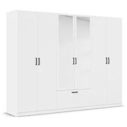 Dreht&uuml;renschrank Rauch "Kleiderschrank Schrank Garderobe W&auml;scheschrank BARI mit Spiegel", wei&szlig; (alpinwei&szlig;), B:270cm H:210cm T:54cm, Holzwerkstoff, Schr&auml;nke, Dreht&uuml;renschrank, mit Schubasten mittig, moderner Griff in Graumetallic MADE IN GERMANY