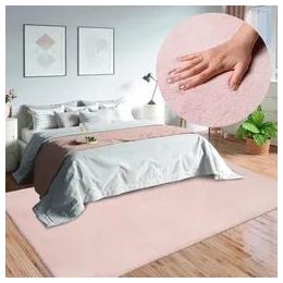 Teppich MERINOS "Loft 37, Kunstfellteppich", rosa (blush), B:120cm H:16mm L:160cm, Polyester, Teppiche, Teppich, weich und kuschelig, Fell Haptik, Anti-Rutsch-Unterseite