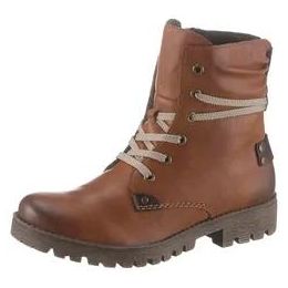 Schn&uuml;rboots Rieker, Damen, Gr. 41 (7/7,5), braun (cognac, used), Lederimitat, used, Schuhe Schn&uuml;rboots, mit herausstechender Schn&uuml;rung