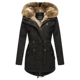 Winterjacke Navahoo "Diamond", Damen, Gr. M, schwarz, Obermaterial: 100% Baumwolle; Innenseite: 100% Polyester; Fellimitat: 100% Polyacryl, Jacken Winterjacke, Designer Winterjacke mit Teddyfell gef&uuml;ttert