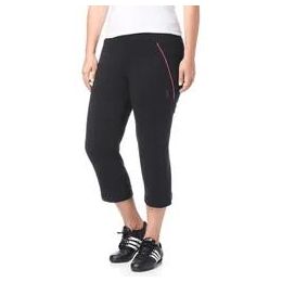 Sporthose Venice Beach, Damen, Gr. 56, N-Gr, schwarz (schwarz, pink), Obermaterial: 95% Baumwolle, 5% Elasthan, unifarben mit Farbeinsatz, bequem 3/4-L&auml;nge, Hosen Sporthose, Gro&szlig;e Gr&ouml;&szlig;en