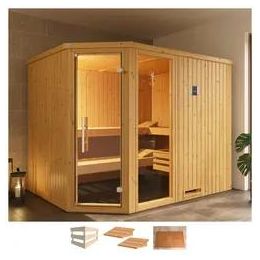 Sauna Weka "Varberg 4", beige (natur), ohne Ofen, (ohne Ofen), Saunen, ohne Ofen