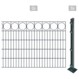 Doppelstabmattenzaun Arvotec "EASY 100 zum Aufschrauben "Ring" mit Zierleiste", grau (anthrazit), H:100cm, Kunststoff, Stahl, Zaunelemente, Zaunh&ouml;he 100 cm, Zaunl&auml;nge 2 - 60 m