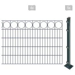 Doppelstabmattenzaun Arvotec "EASY 100 zum Aufschrauben "Ring" mit Zierleiste", grau (anthrazit), H:100cm, Kunststoff, Stahl, Zaunelemente, Zaunh&ouml;he 100 cm, Zaunl&auml;nge 2 - 60 m