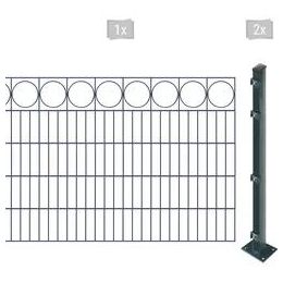 Doppelstabmattenzaun Arvotec "EASY 100 zum Aufschrauben "Ring" mit Zierleiste", grau (anthrazit), H:100cm, Kunststoff, Stahl, Zaunelemente, Zaunh&ouml;he 100 cm, Zaunl&auml;nge 2 - 60 m