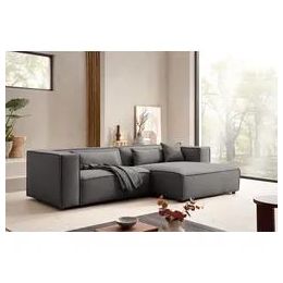 Ecksofa "PIARA mit Kedernaht, Cord, Leinenoptik o. Strukturstoff, Couch, L-Form", grau (anthrazit), B:267cm H:66cm T:167cm, 100% Polyester, LeGer Home by Lena Gercke, Sofas, Ecksofa, wahlweise Ottomane rechts/links, schwarze F&uuml;&szlig;e, bequemer Sitzkomfort