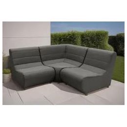 Ecksofa DOMO collection "Soleil, pflegeleichter und wetterfester Bezug", grau (anthrazit), B:179cm H:80cm T:179cm, 100% solution dyed Acryl, Sofas, Ecksofa, Outdoor, besonderes Design und Formgebung, individuell erweiterbar