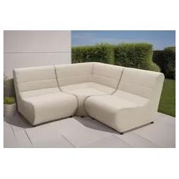 Ecksofa DOMO collection "Soleil, pflegeleichter und wetterfester Bezug", grau (taupe), B:179cm H:80cm T:179cm, 100% solution dyed Acryl, Sofas, Ecksofa, Outdoor, besonderes Design und Formgebung, individuell erweiterbar