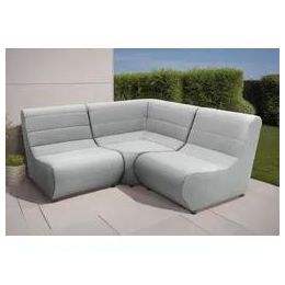 Ecksofa DOMO collection "Soleil, pflegeleichter und wetterfester Bezug", silber, B:179cm H:80cm T:179cm, 100% Olefin, Sofas, Ecksofa, Outdoor, besonderes Design und Formgebung, individuell erweiterbar