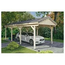 Skan Holz Einzelcarport SKANHOLZ "Fichtelberg", beige (natur), B/H/T: 273cm x, Carports, mit Dachlattung