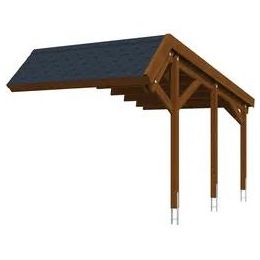 Skan Holz Einzelcarport SKANHOLZ "Harz Stellplatzerweiterung", braun (nussbaum), B/H/T: 303cm x 219cm x 560cm, Carports, mit schwarzen Dachschindeln