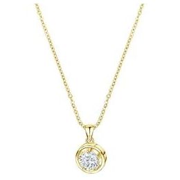 Kette mit Anh&auml;nger Firetti "Schmuck Geschenk Silber 925 Halsschmuck Halskette Ankerkette Solit&auml;r", gold (gelbgoldfarben, kristallwei&szlig;), Halsketten, Damen, Silber 925 (Sterlingsilber), L: 45 B: 1,4mm, mit Zirkonia (synth.), B:1,4mm
