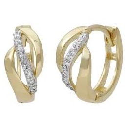 Paar Creolen Firetti "Schmuck Geschenk Gold 333 Ohrschmuck Gold glitzernd", gelb (gelbgoldfarben, wei&szlig;goldfarben, kristallwei&szlig;, kristallwei&szlig;), Ohrringe, Damen, 13mm, Gelbgold 333, mit Zirkonia (synth.)